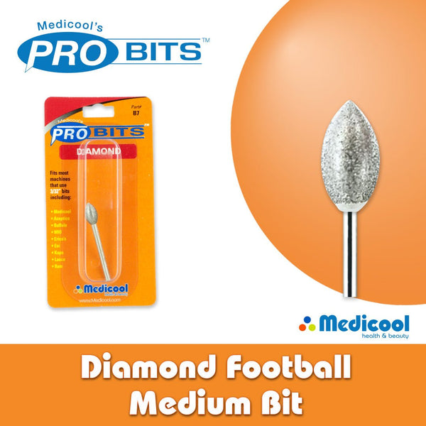 Medicool Diamond Football Medium Bit -B7- for Nails - Nail Mart USA