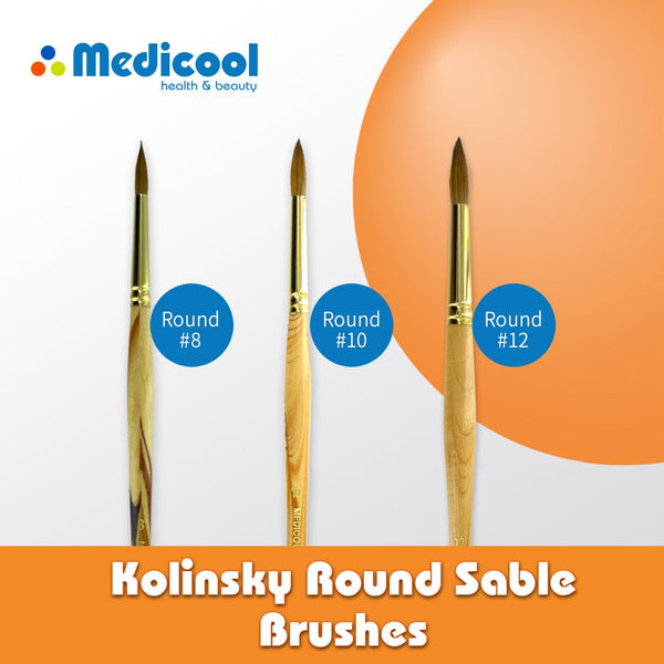 Medicool Kolinsky Round Sable Brushes - Nail Mart USA